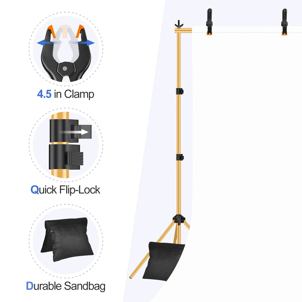 【Light Weight】 10 x 7 Ft Backdrop Stand - Gold, Adjustable Backdrop St ...