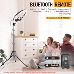 18-inch LED Ring Light with Stand 2800-6500K, Phone Holder, Remote Sel ...