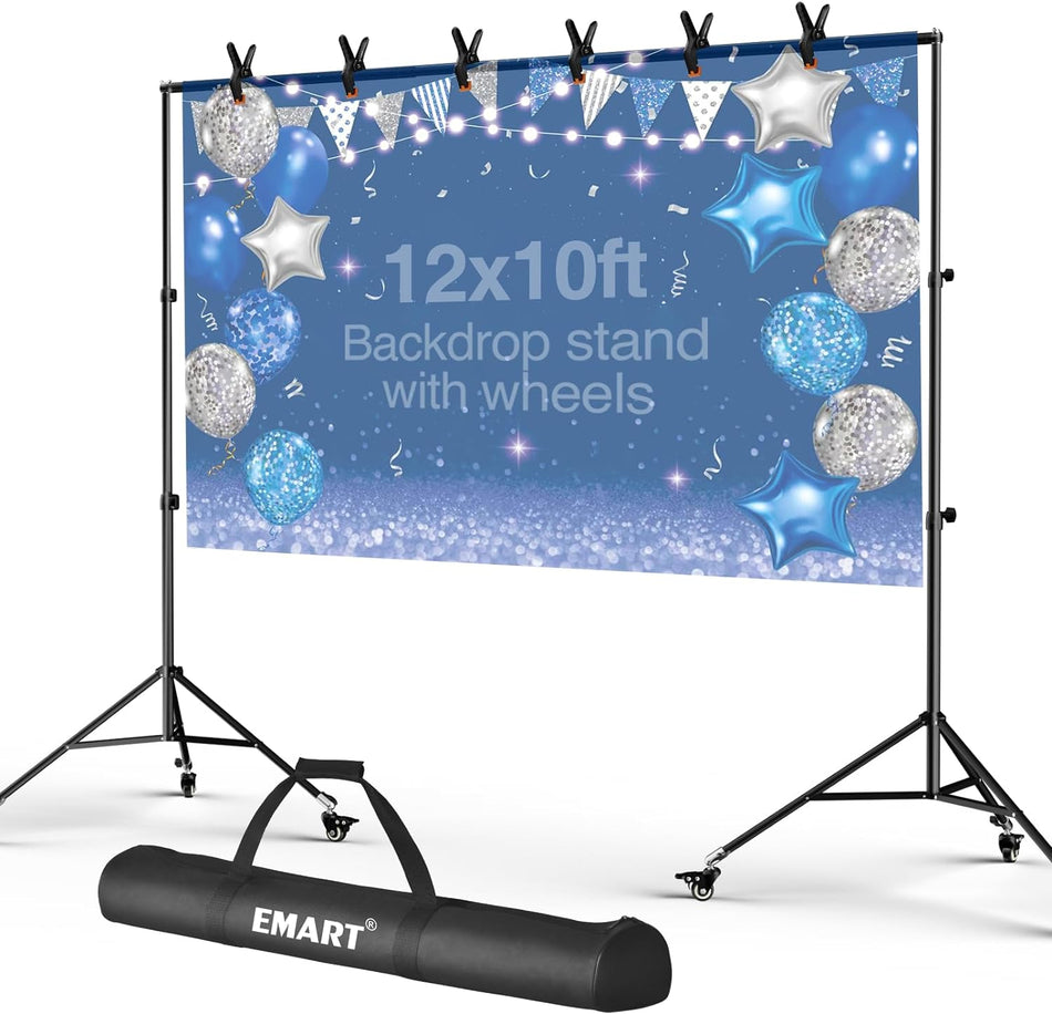 Backdrop Stand with Wheels - Movable Photo Backdrop Frame – EMART ...
