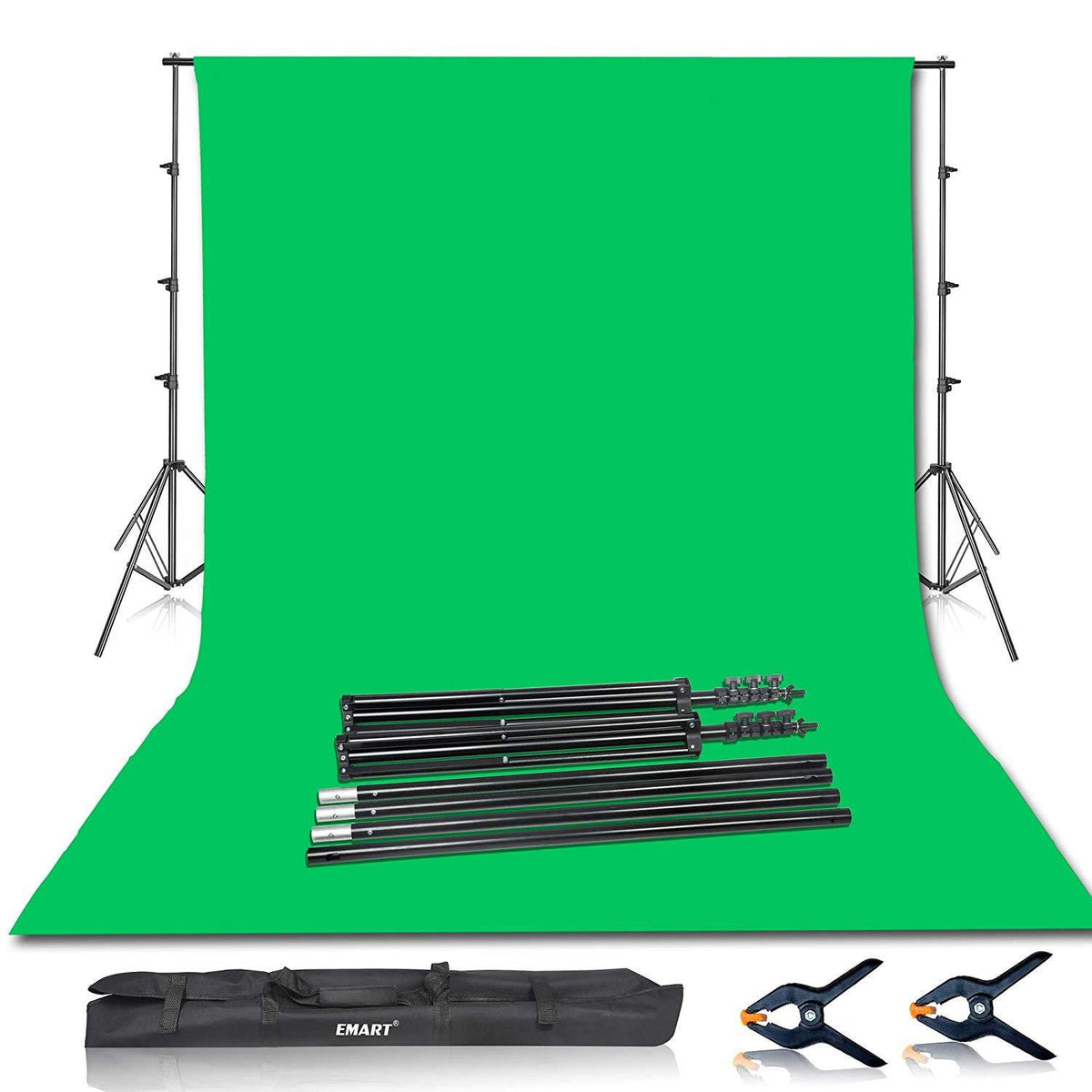 8.5 x 10 ft Photo Stand Kit with 10 x 12 ft Cotton Muslin Backdrop ...